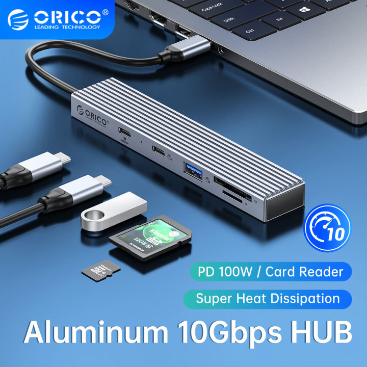 ORICO Mini HUB Type-C 4 in 1 USB HUB Aluminum 10Gbps Computer Adapter ...