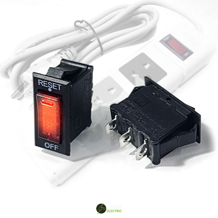 โอเวอร์โหลดสวิทช์ 10A 15A 250V สวิทช์รีเซ็ต (Overload Switch) Reset ...