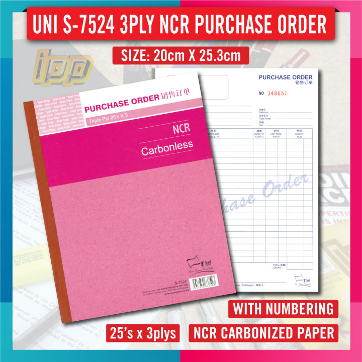 Uni Purchase Order NCR 3Ply 20cm X 25.5cm / Buku Pembelian 25's x 3plys ...