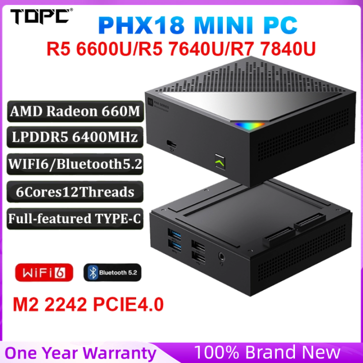 TOPC AMD R5 6600U/R5 7640U/R7 7840U 4.5GHz PCIe 4.0 SSD DDR5 6400MHz ...