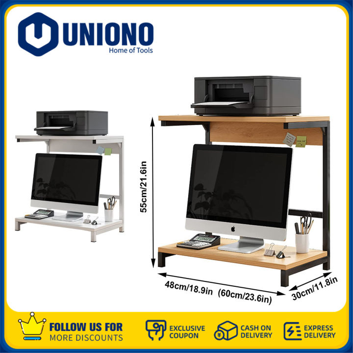 Uniono Computer Monitor Stand Stand Rack Wooden Monitor Stand Black Two ...