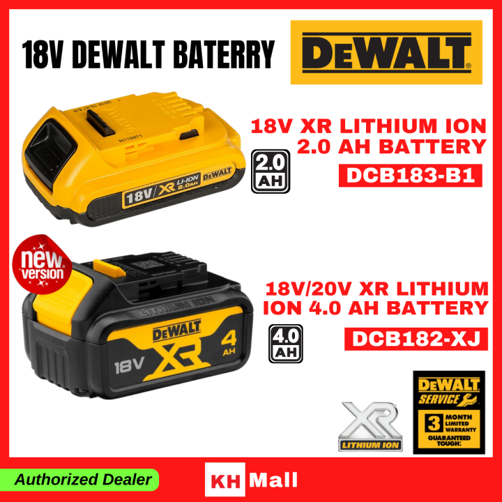 Dewalt DCB183-B1 20V XR Li-Ion Battery (2.0AH) Dewalt / 4.0ah DCB182-XJ ...