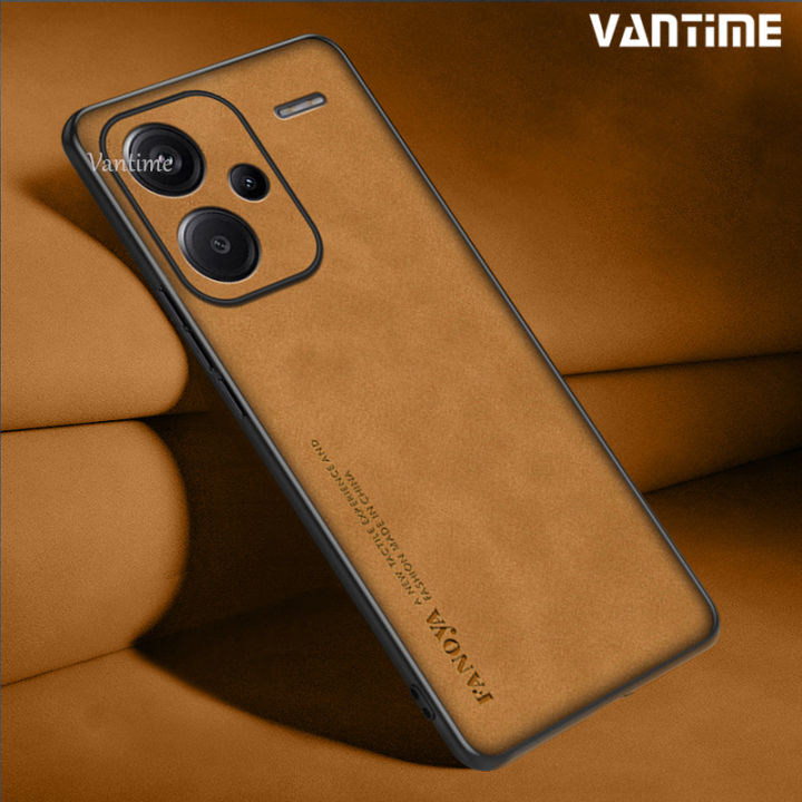 Vantime for Xiaomi Redmi Note 13 Pro+ 5G Plus PU Leather Case Lens Cover Matte Slim Back ...