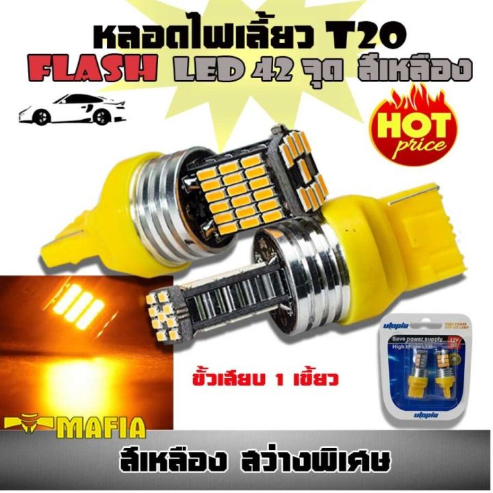 ไฟเลี้ยว หลอดไฟเลี้ยว LED T20 ขั้วเสียบ 1 เขี้ยว กระพริบเร็วเป็นจังหวะ ...