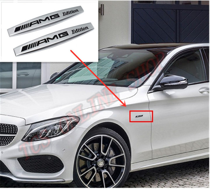 2x AMG 3D (SILVER) METAL FENDER SIDE SHIELD LINER EMBLEM BADGE LOGO FOR ...