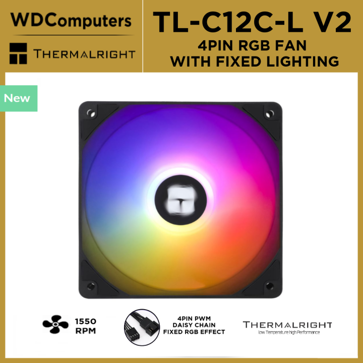 THERMALRIGHT TL-C12C-L V2 12cm Computer Fans with Fixed RGB Lighting. 4 ...