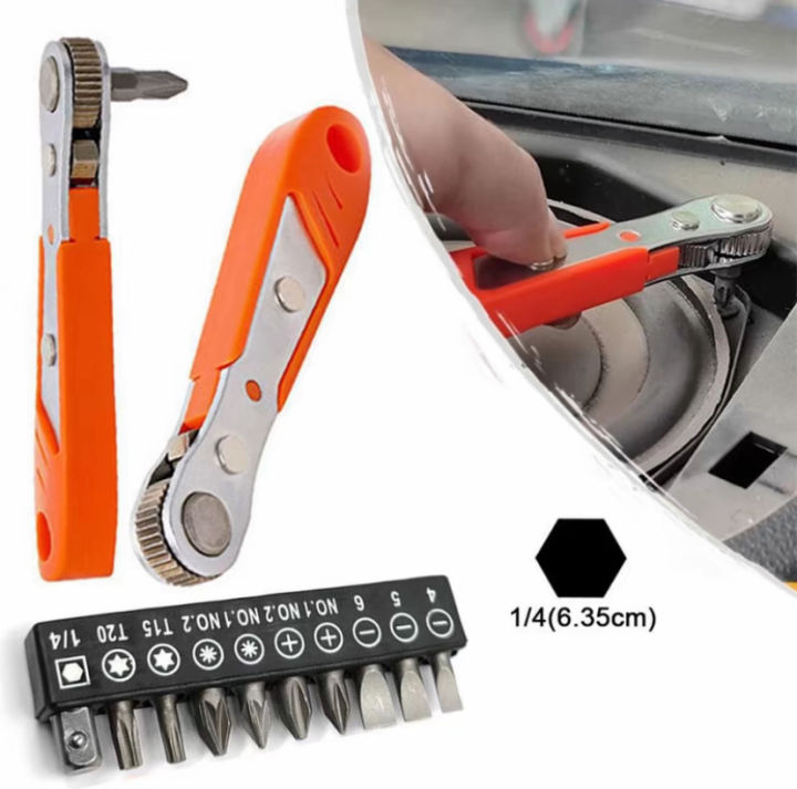 1/4 Ultra Low Profile Mini Ratchet Wrench Close Quarters Screwdriver ...