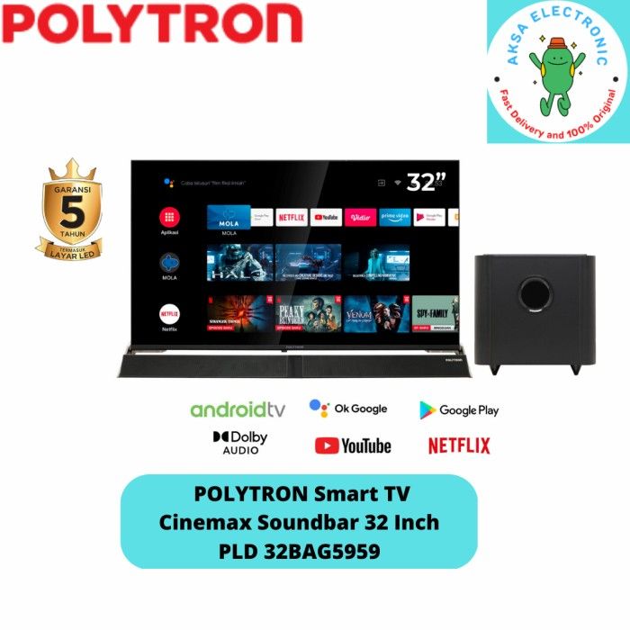 POLYTRON LED SMART ANDROID TV 32INCH 32BAG5959 / PLD32BAG5959 CINEMAX ...