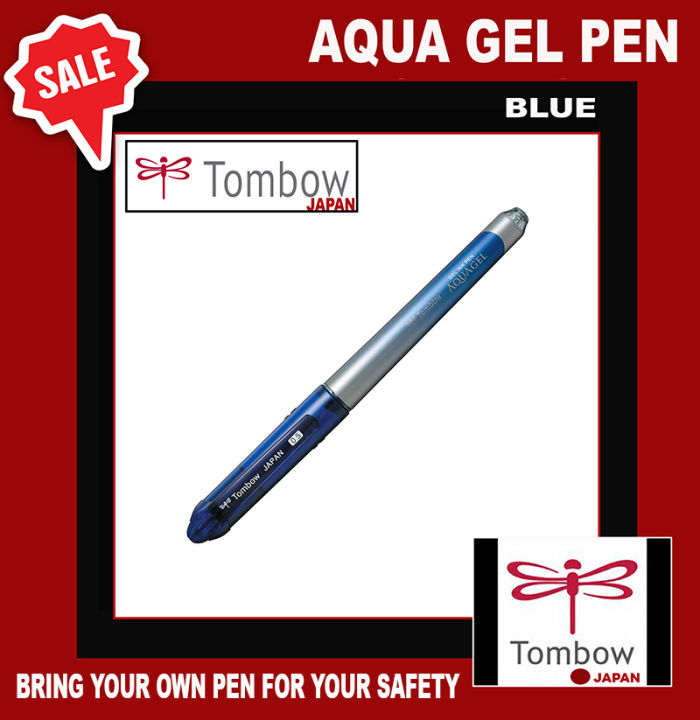 TOMBOW AQUA GEL PEN - ROOLLEBALL PEN - BLUE - REFILLABLE- CAP TYPE ...