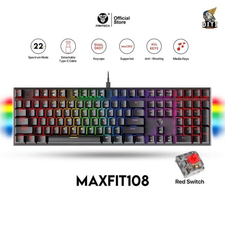 Fantech MAXFIT 108 MK855 / MK-855 RGB - Mechanical Gaming Keyboard Red | Lazada Indonesia