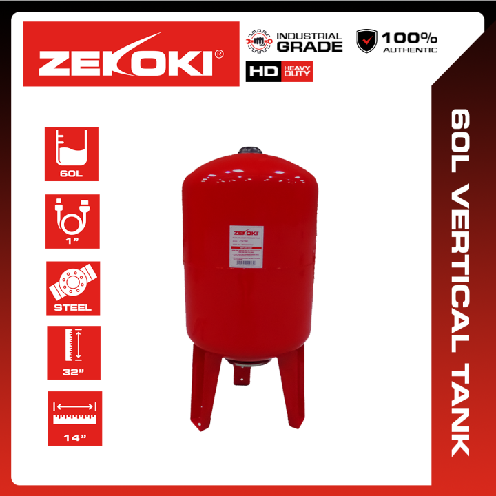 Zekoki Butyl Bladder Pressure Tank 60L Vertical Tank (With ...