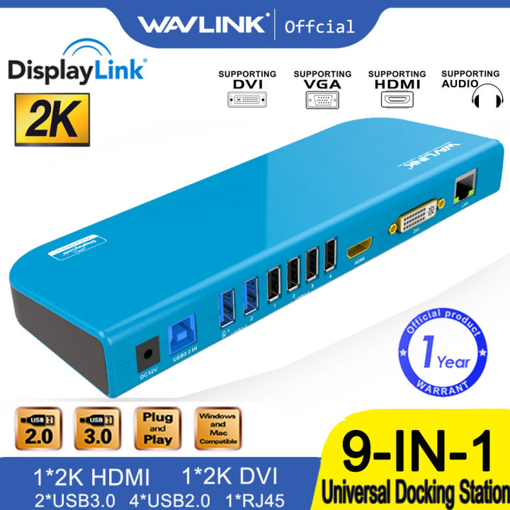 Wavlink Universal Usb 3.0 Laptop Docking Station, 9-In-1 Displaylink ...