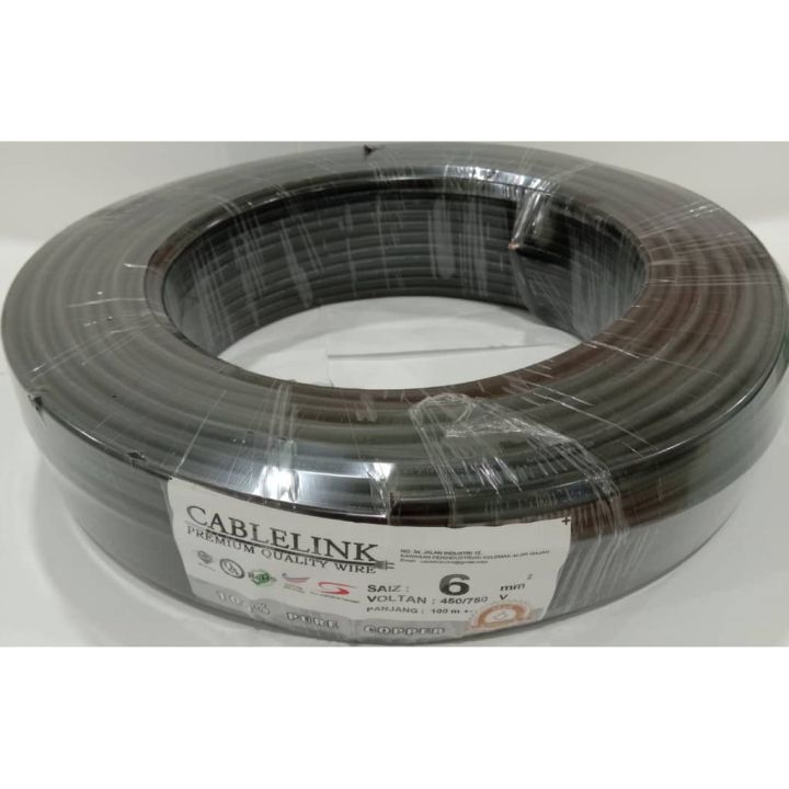 [SIRIM] 6mm 100% Copper Cable Link PVC Cable #CABLELINK BLACK | Lazada