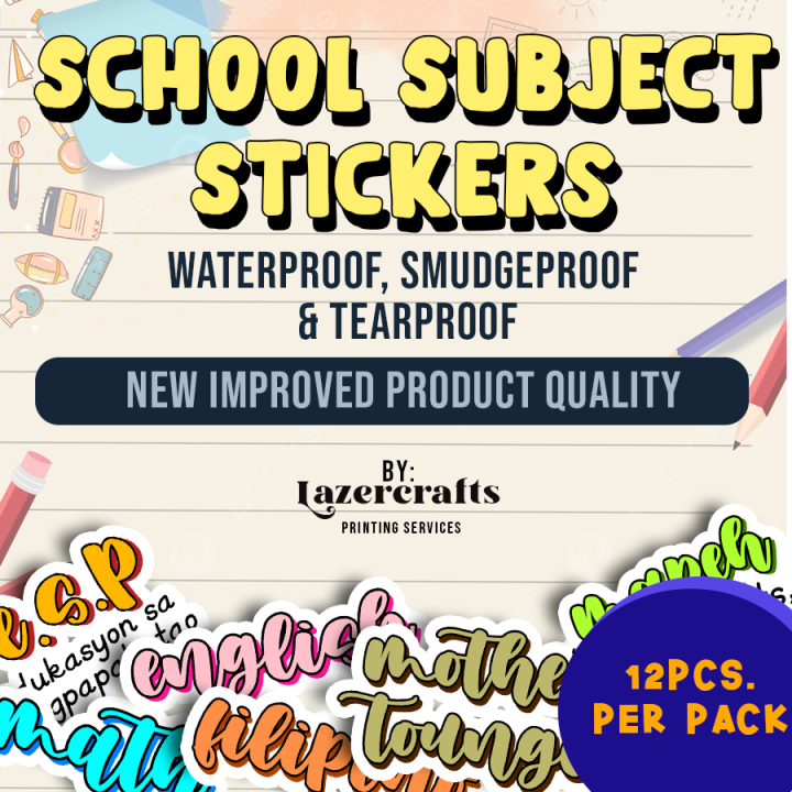 12 pcs. Aesthetic School Subjects Sticker Labels Notebook Labels ...
