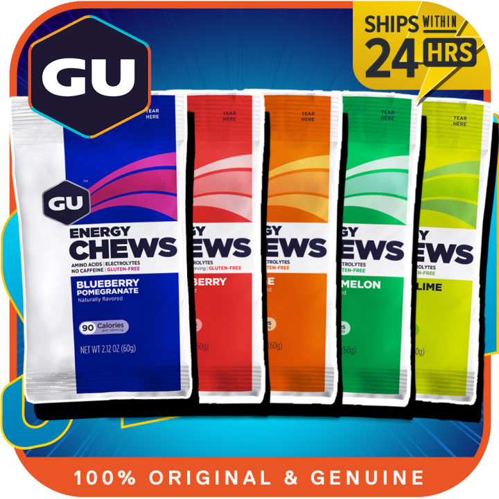 GU Energy Chews Gummies with Electrolytes | Watermelon / Blueberry ...