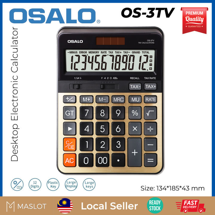 OSALO OS-3TV 12 Digit Desktop Electronic Calculator Large Display Two ...