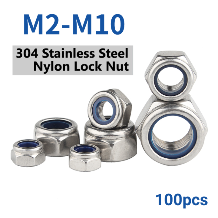 100Pcs Nylon Lock Nut 304 Stainless Steel Hexagon M2 M2.5 M3 M4 M5 M6 M8 M10 Locknut | Lazada PH