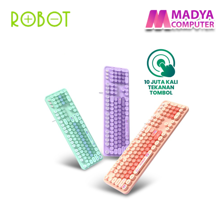 ROBOT RK30 Wired Keyboard Pastel Color - Office Keyboard | Lazada Indonesia