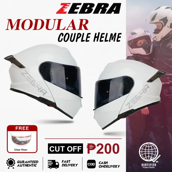 43535345𝐁𝟏𝐓𝟏 ZEBRA Couple Helmet Full Face Modular Helmet Buy 1 Take 1 ...