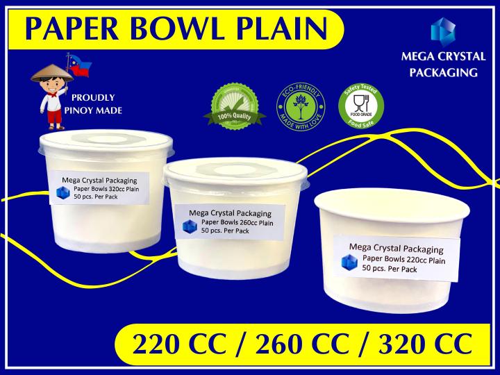 [ 50 Pcs. ] Paper Bowl Plain 220 / 260 / 320 CC with/without PP Lid ( Double Coated ) | Lazada PH