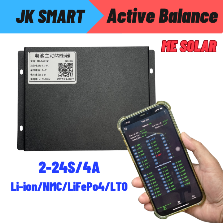 JK Smart Active Balance 2-24S/4A เชื่อมต่อผ่านบูลทูธ รองรับแรงดันแบต 3.2V/3.7V หรือแบตชนิด Li ...