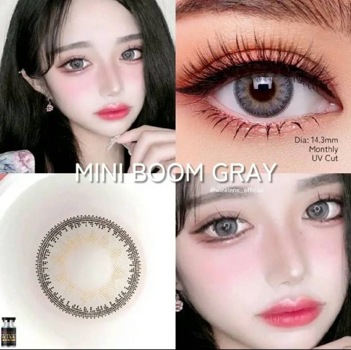 💋 มีค่าสายตา 💋 Wink Mini Boom Gray Brown 💋 บิ๊กอาย สุดปัง คอนแทคเลนส์ ...
