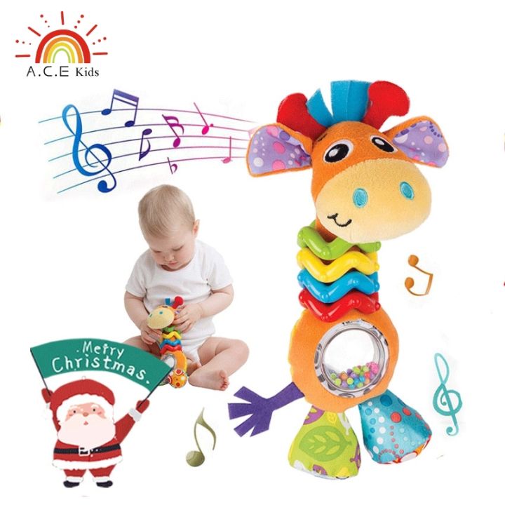ACE Baby Rattles Soft Plush Teether Toys Handing Bell Giraffe Infant ...