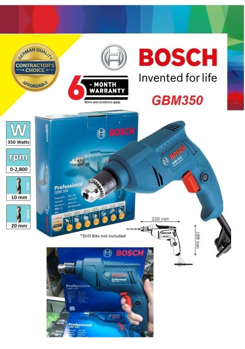 Bosch GBM 350 (10mm) 3/8" Rotary Drill | Lazada