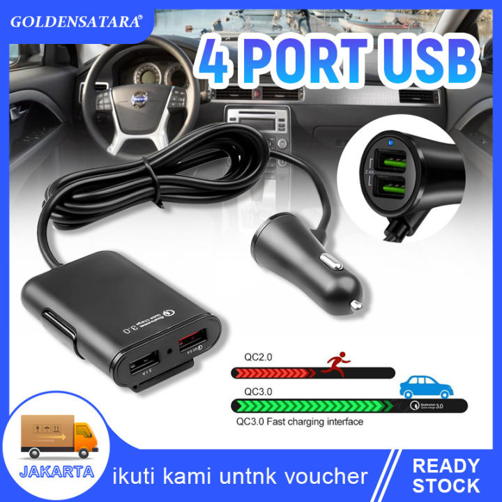 Universal 4 Port USB Charger Mobil Ganda USB LCD Tegangan Meter ...