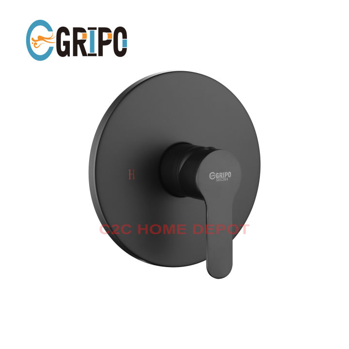 GRIPO High End Round Matte Black Brass Shower Valve Single Cold GP757 ...