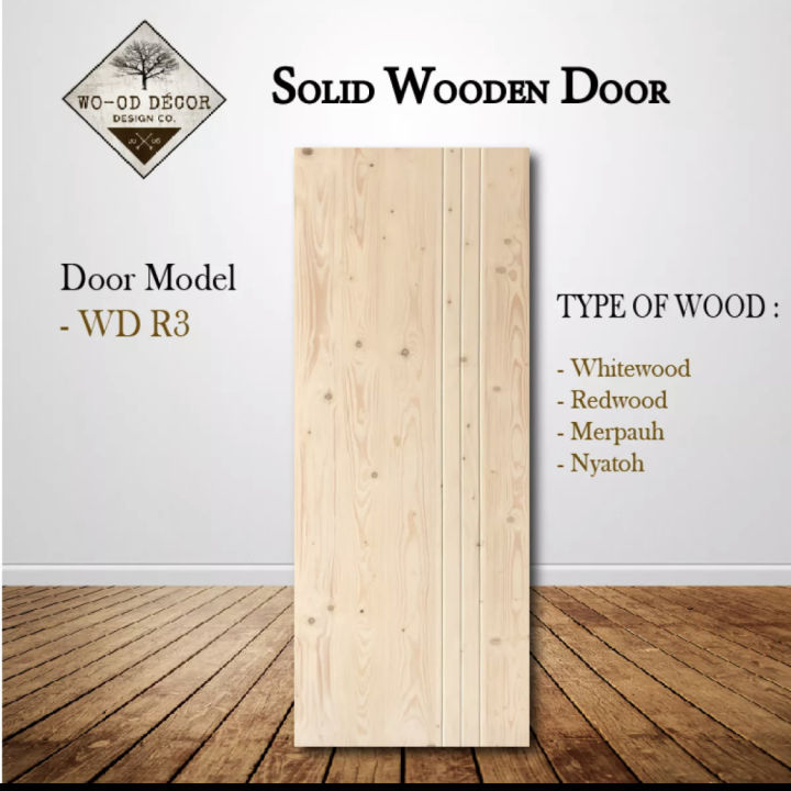 WD R3 Solid Wood Door Panelled Door Pintu Kayu (Whitewood/Redwood ...