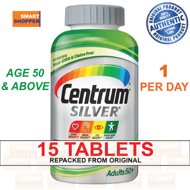 15 Tablets - Centrum Silver Adults 50+ Multivitamin - 15 Tablets ...