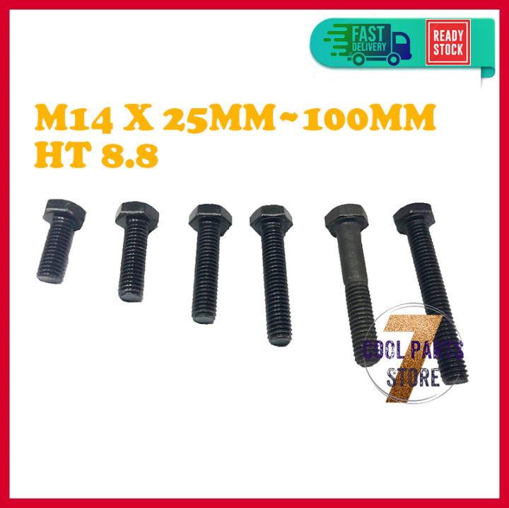 M14 Hex Bolt Skru M14 X 25MM~100MM High Tensile Bolt Hex Nut Washer Hexagon Screw - HT 8.8 | Lazada
