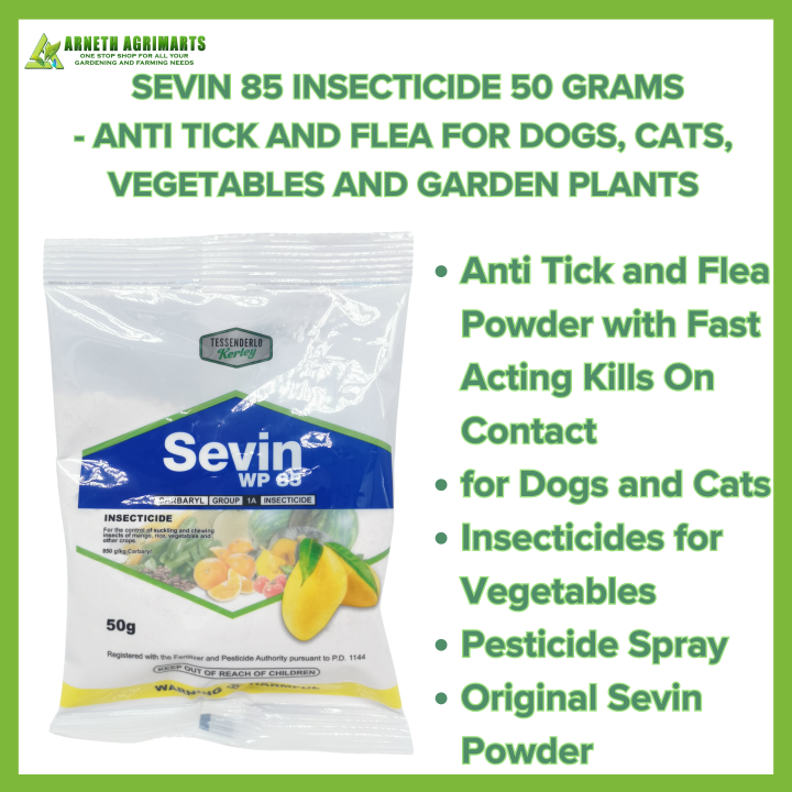 SEVIN 85 INSECTICIDE 50 GRAMS - ANTI TICK AND FLEA FOR DOGS, CATS ...