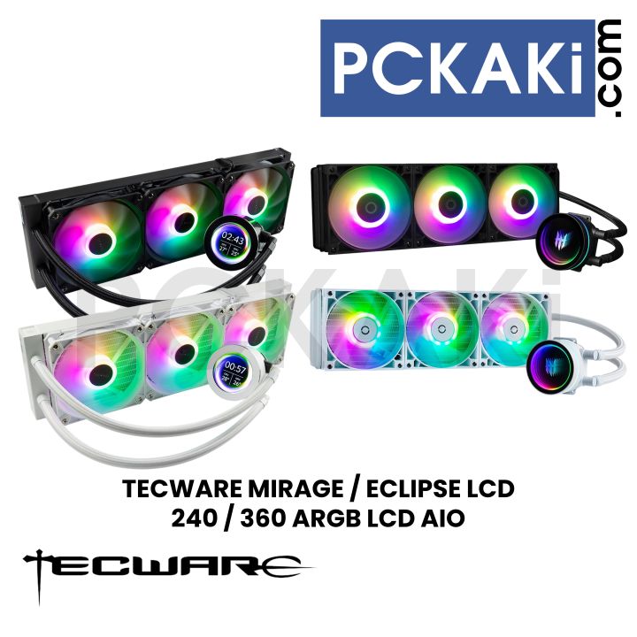 Tecware Eclipse Lcd Mirage Rgb 240 360 Aio Cpu Liquid Cooler With