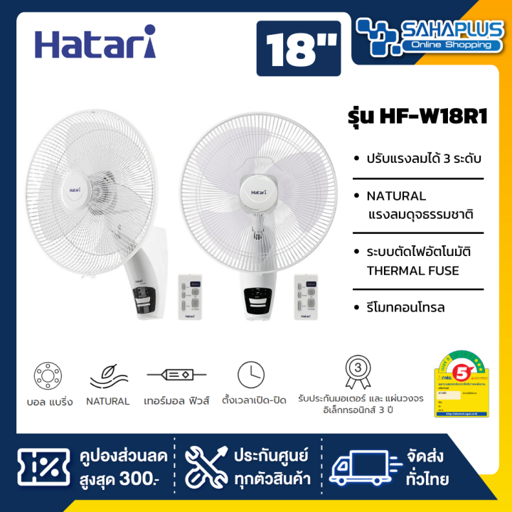 พัดลมติดผนัง ฮาตาริ HATARI รุ่น HF-W18R1 ขนาด 18 นิ้ว ( รับประกันสินค้า ...