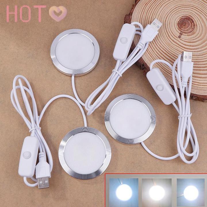 Hot💕 USB Switch 5V LED Under Cabinet Puck Light 3W Spotlight Display ...