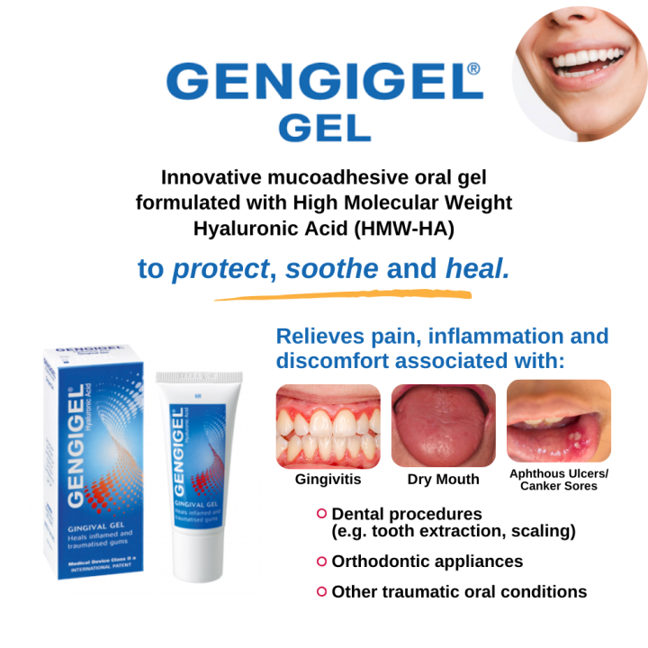GENGIGEL Gel 20mL - relieves symptoms of mouth ulcers, gingivitis, post ...