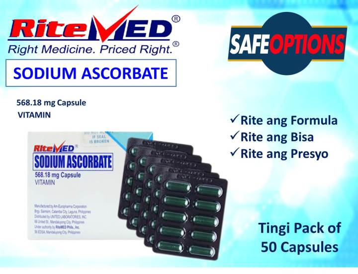 Authentic Rite Med Sodium Ascorbate Vitamin (Tingi Pack of 50 Capsules ...