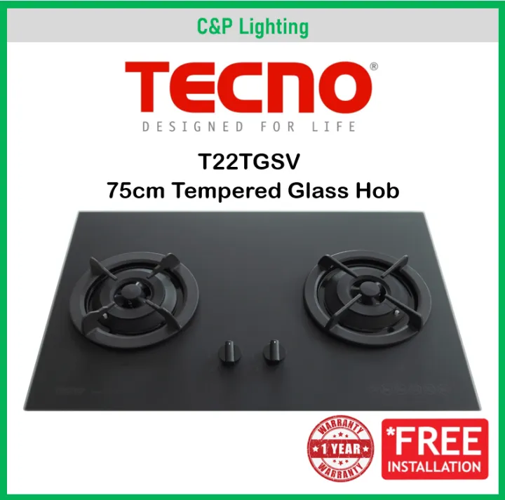 Tecno 75cm 2 Burner (New Color) Schott Tempered Glass Cooker Hob Stove ...