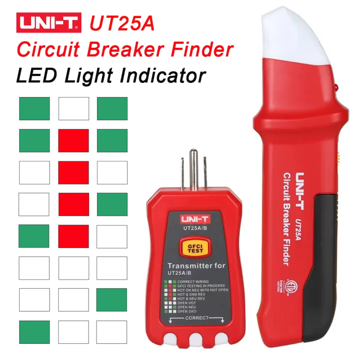 UNI-T UT25A Circuit Fuse Breaker Finder Tool Kit LED Indicator ...