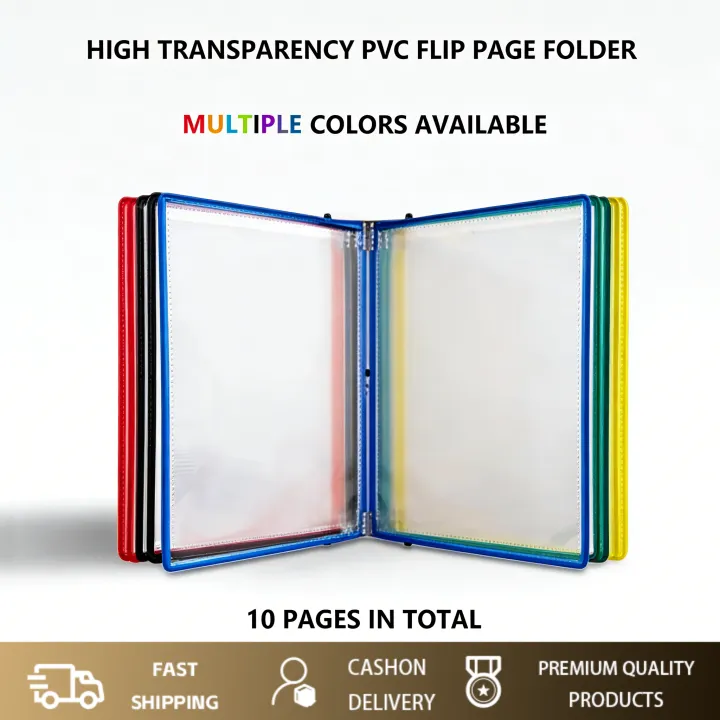 A4 10 Pages Wall-Mounted Folder Page-Turning Display File Rack Document ...