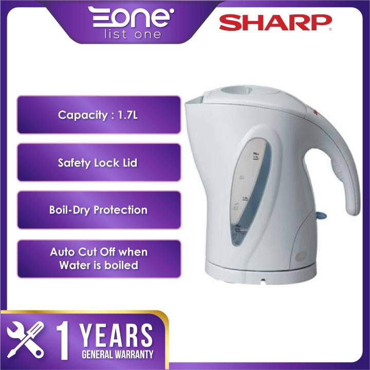 Sharp 1.7L Jug Electric Kettle EKJ17P EKJ17 2200W With Safety Lock Lid ...