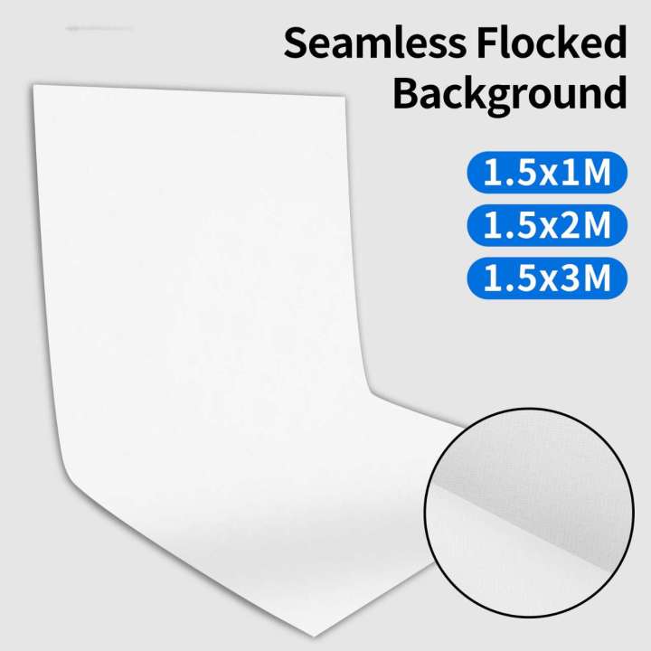 Selens 1m/2m/3m White Seamless flocked Backdrop Wrinkle Free Ironable ...