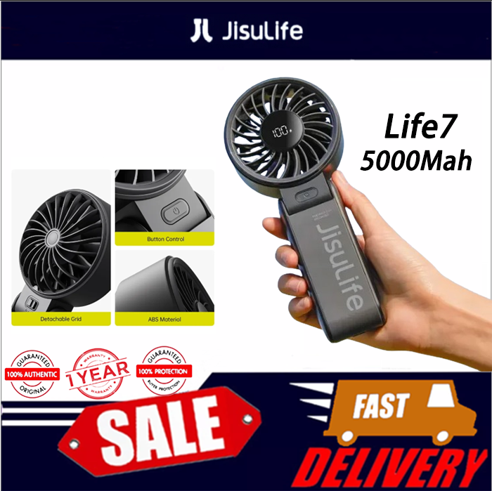 JISULIFE Life7 Portable Mini Fan 5000mAh With LED Display 150°Folded 5 ...