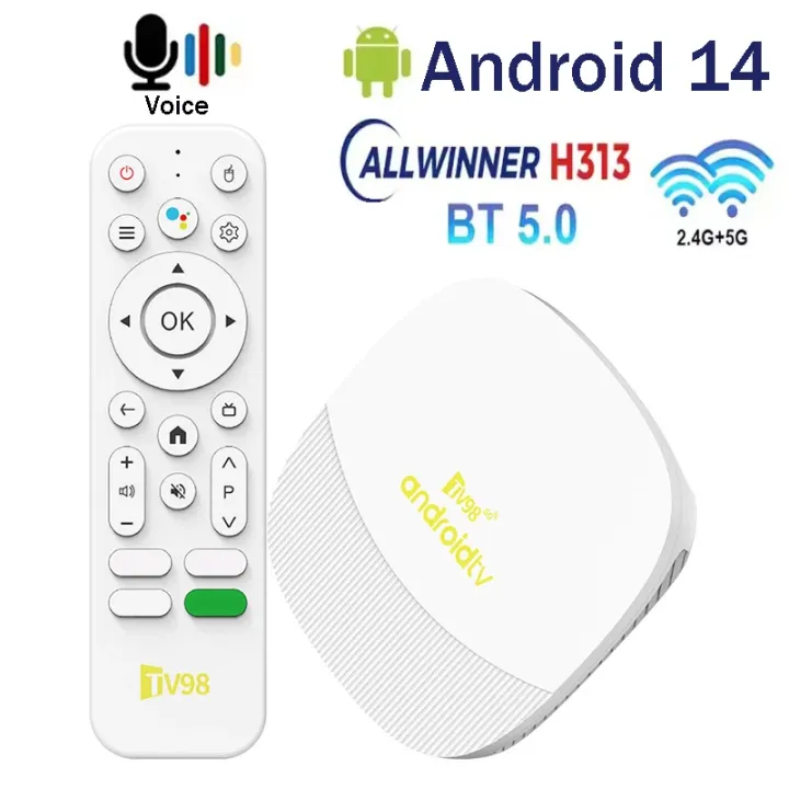 TV98 ATV Max TV Box Android14 Allwinner H313 Quad Core Support 8K 4K HD 4G 5G Dual WiFi BT Voice ...