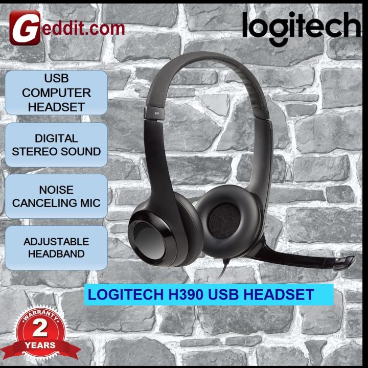 LOGITECH H390 WIRED HEADSET FOR PC/LAPTOP,STEREO HEADPHONES WITH NOICE CANCELLING MIC,USB-A | Lazada