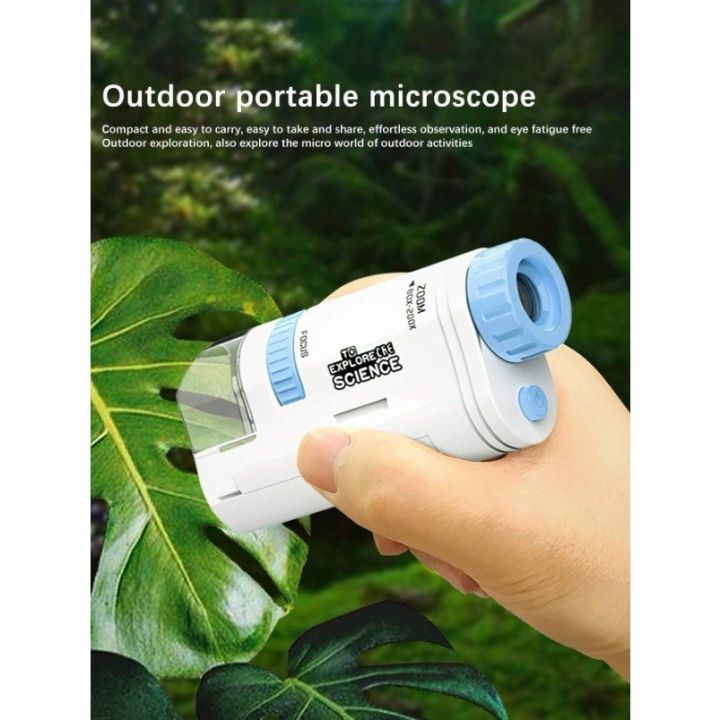 200x Zoom Kids Portable Microscope Pocket Handheld Mini Microscope with ...