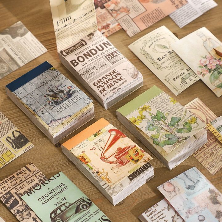 50 Pcs Vintage Scrapbook Paper Old Time Memory Antique Decorative Washi ...