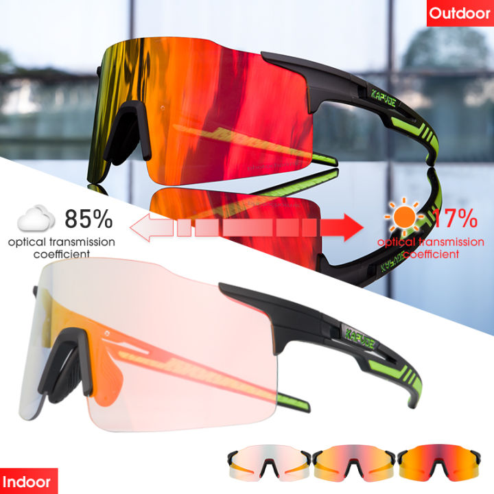 KAPVOE Color Photochromic Cycling Glasses Men MTB Cycling Sunglasses ...